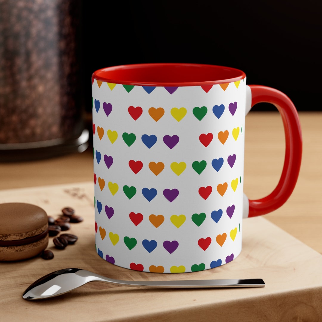 Heart Pattern Accent Coffee Mug, 11oz, Heart Mugs, Mothers Day Mug ...