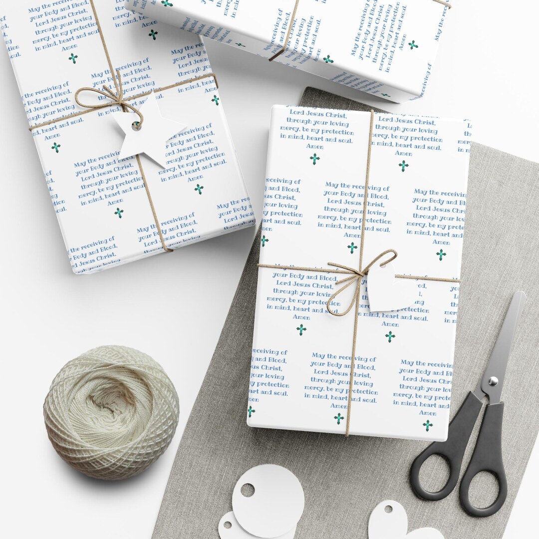 Prayer Wrapping Paper, Cross Gift Wrapping Paper in White, Communion ...