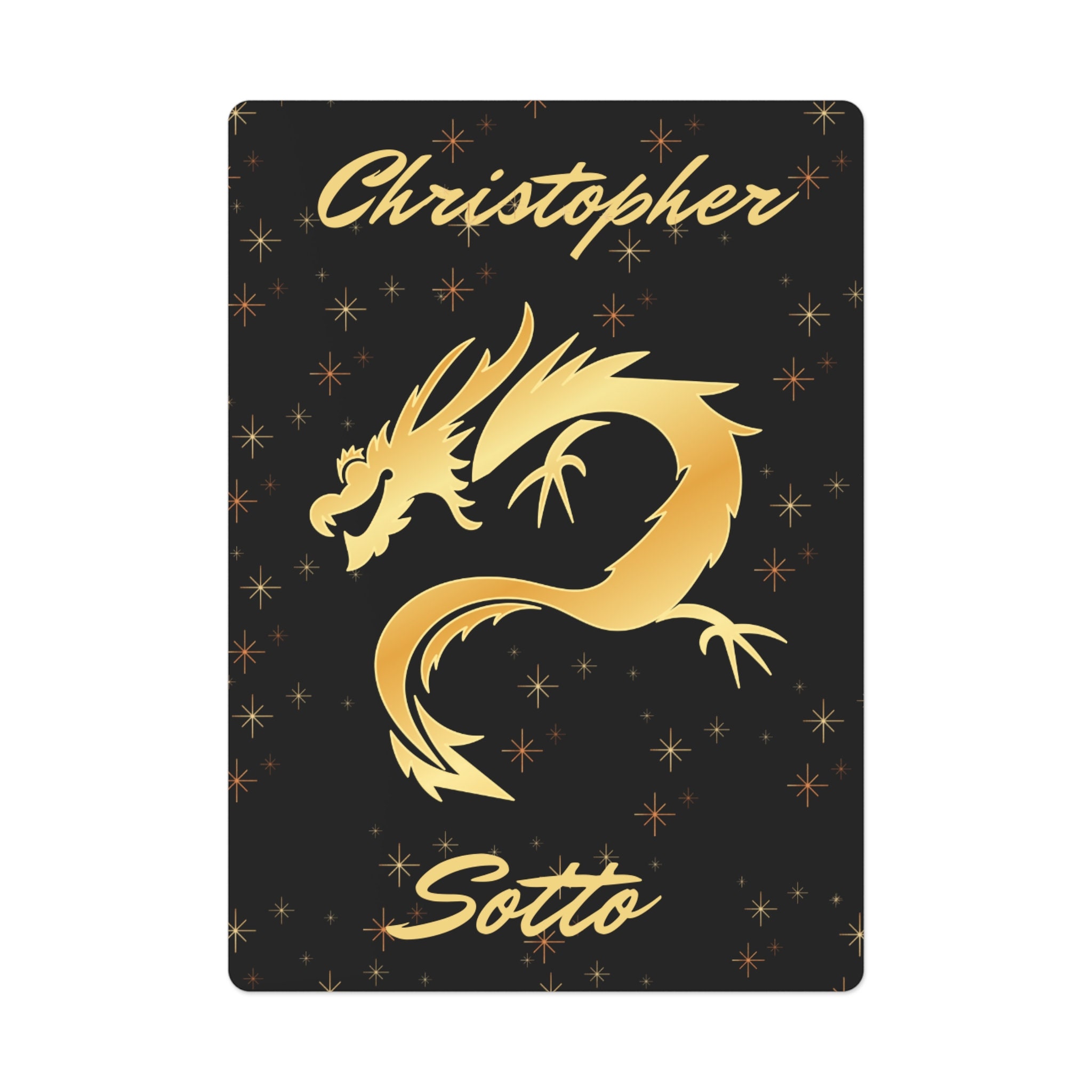 Personalized Golden Dragon With Starry Black Background Poker Cards ...