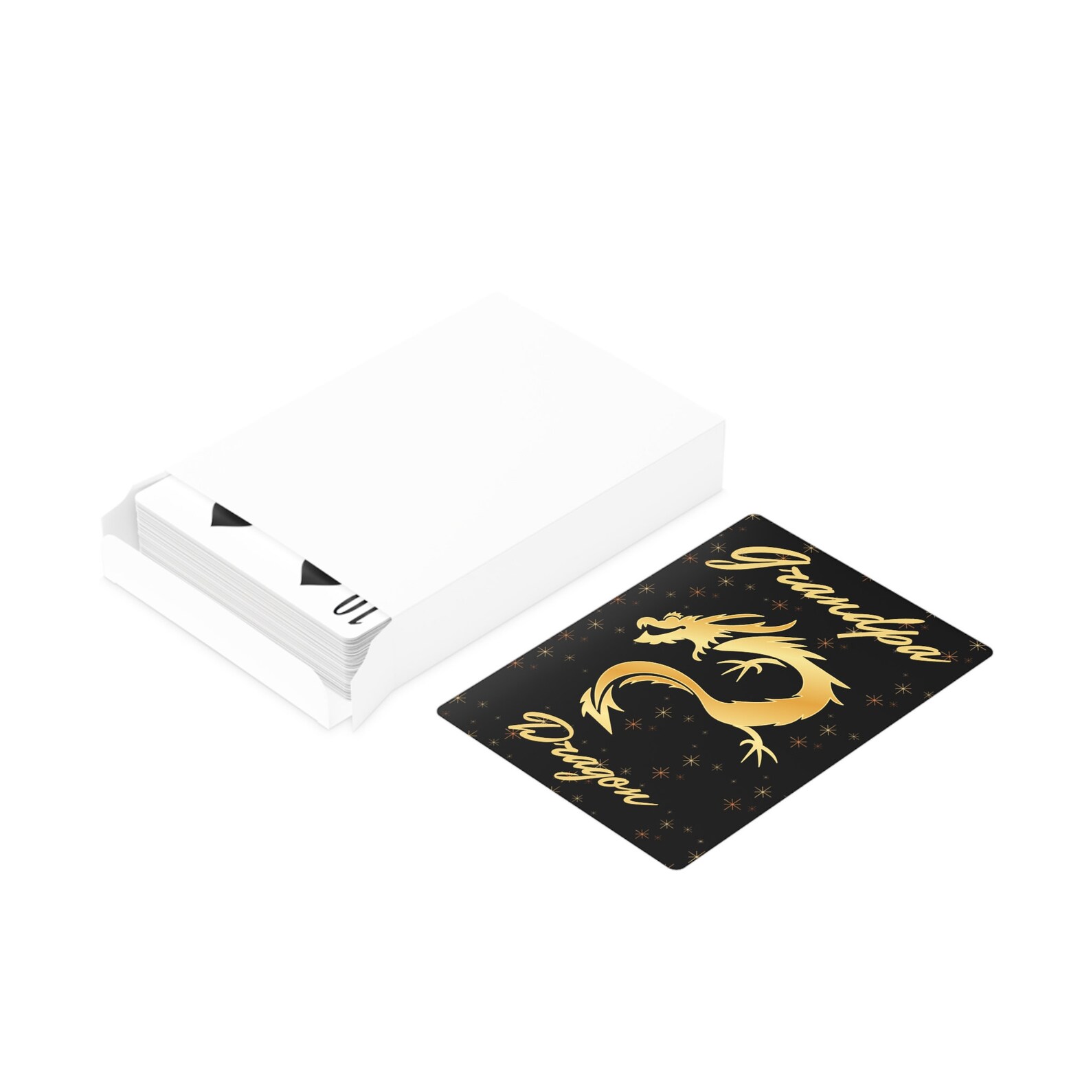 Golden Grandpa Dragon With Starry Black Background Poker Cards, Golden ...