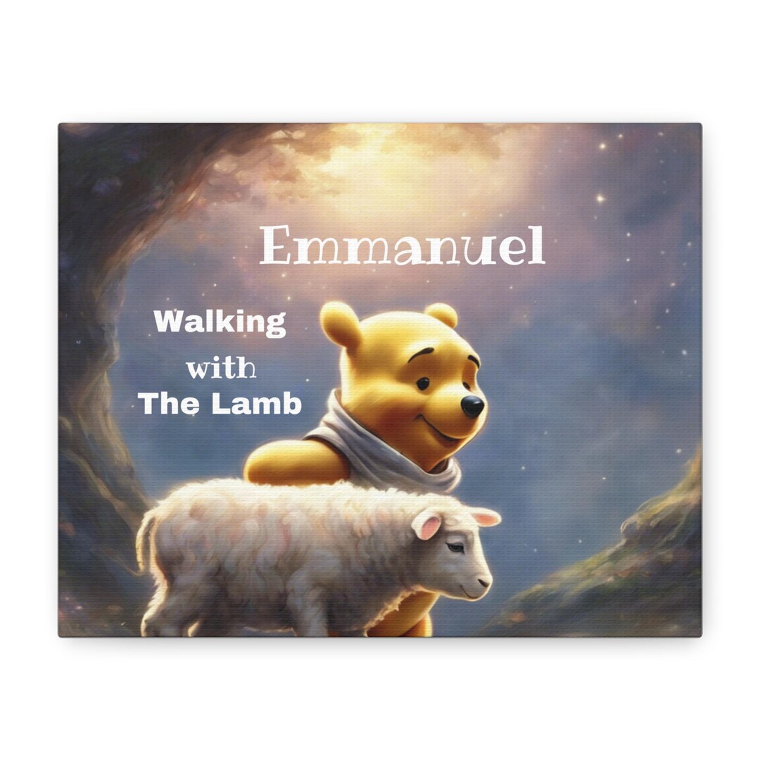 Personalized Winnie the Pooh Walking With the Lamb Matte Canvas in ...