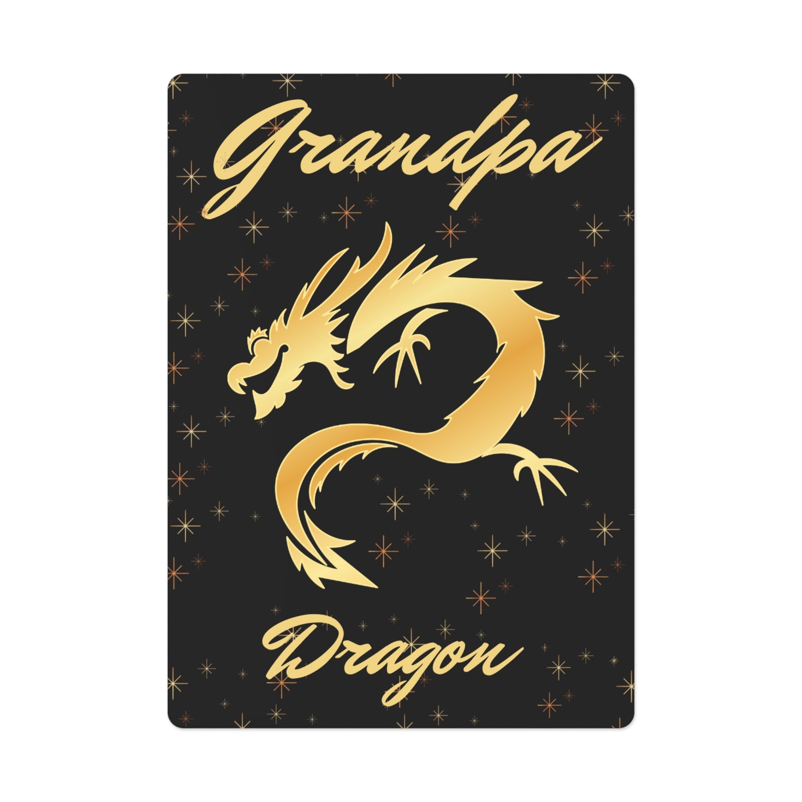 Golden Grandpa Dragon With Starry Black Background Poker Cards, Golden ...