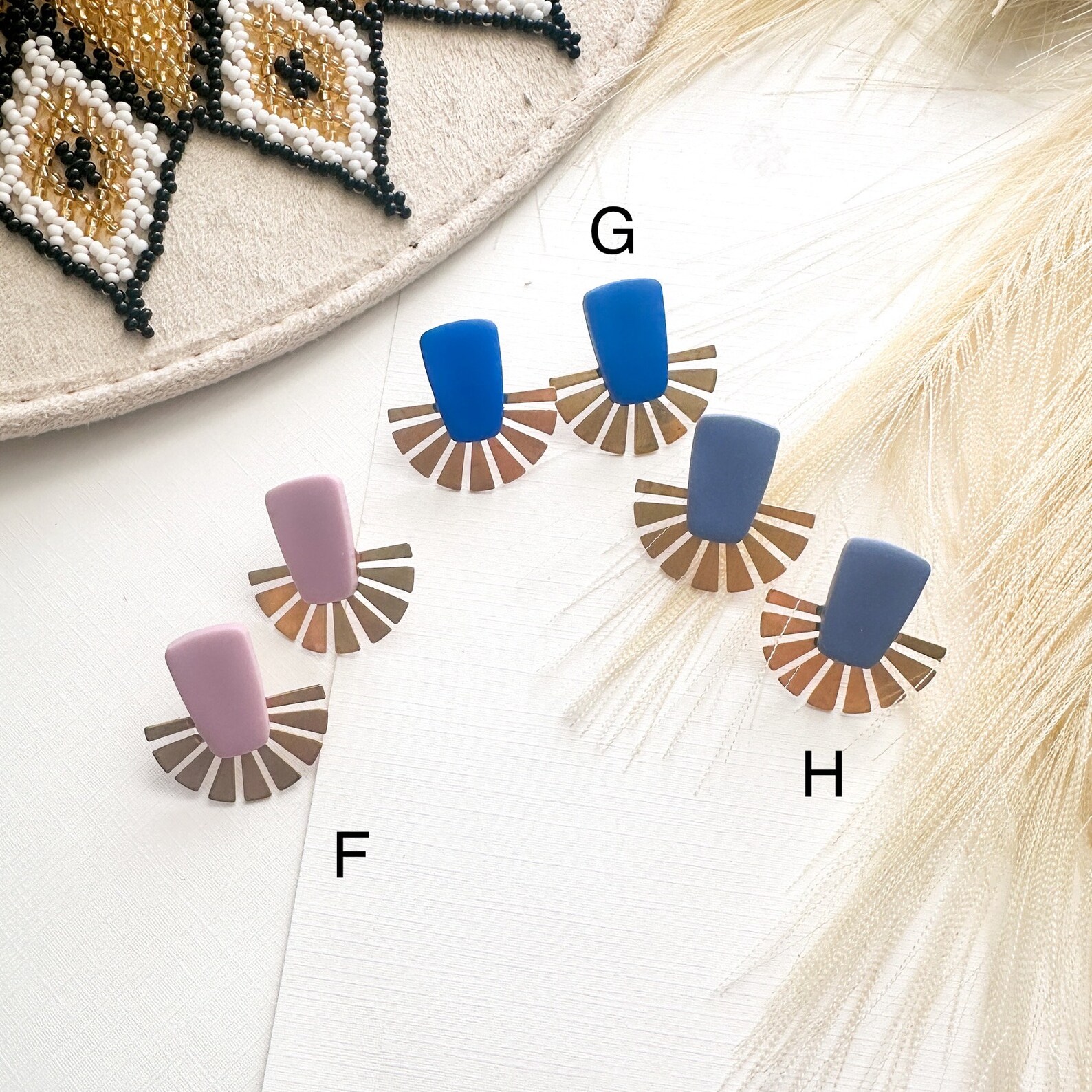 Fan Stud Earrings - Solid Colors - Etsy