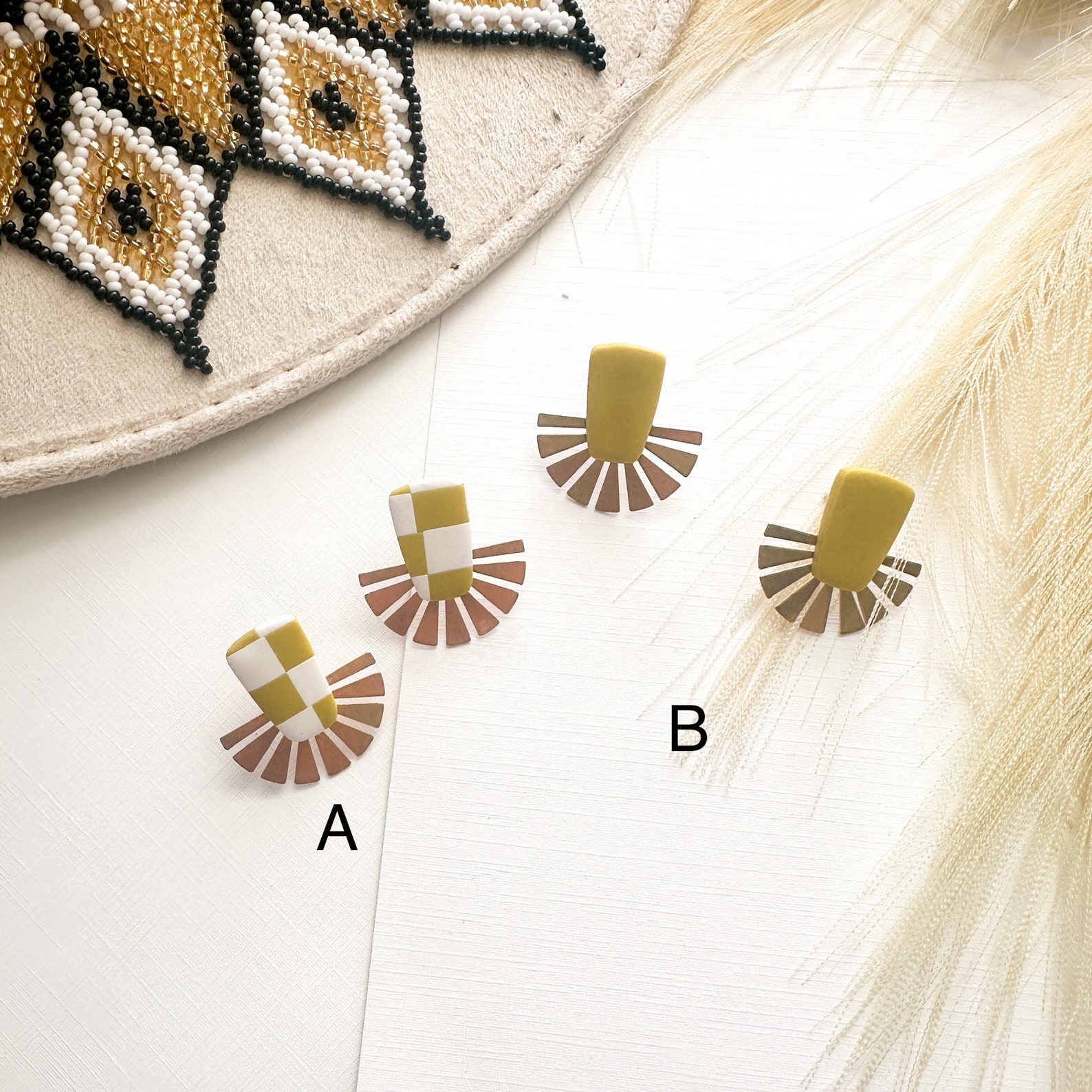 Fan Stud Earrings - Solid Colors - Etsy