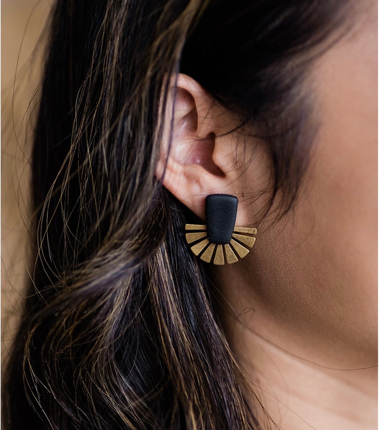 Fan Stud Earrings - Solid Colors - Etsy