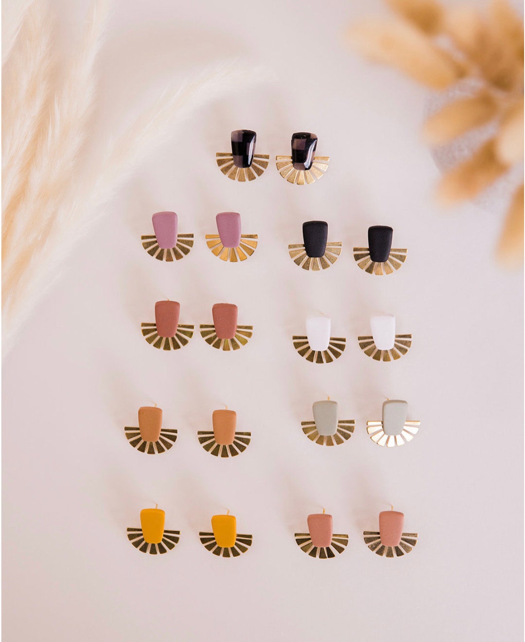 Fan Stud Earrings - Solid Colors - Etsy