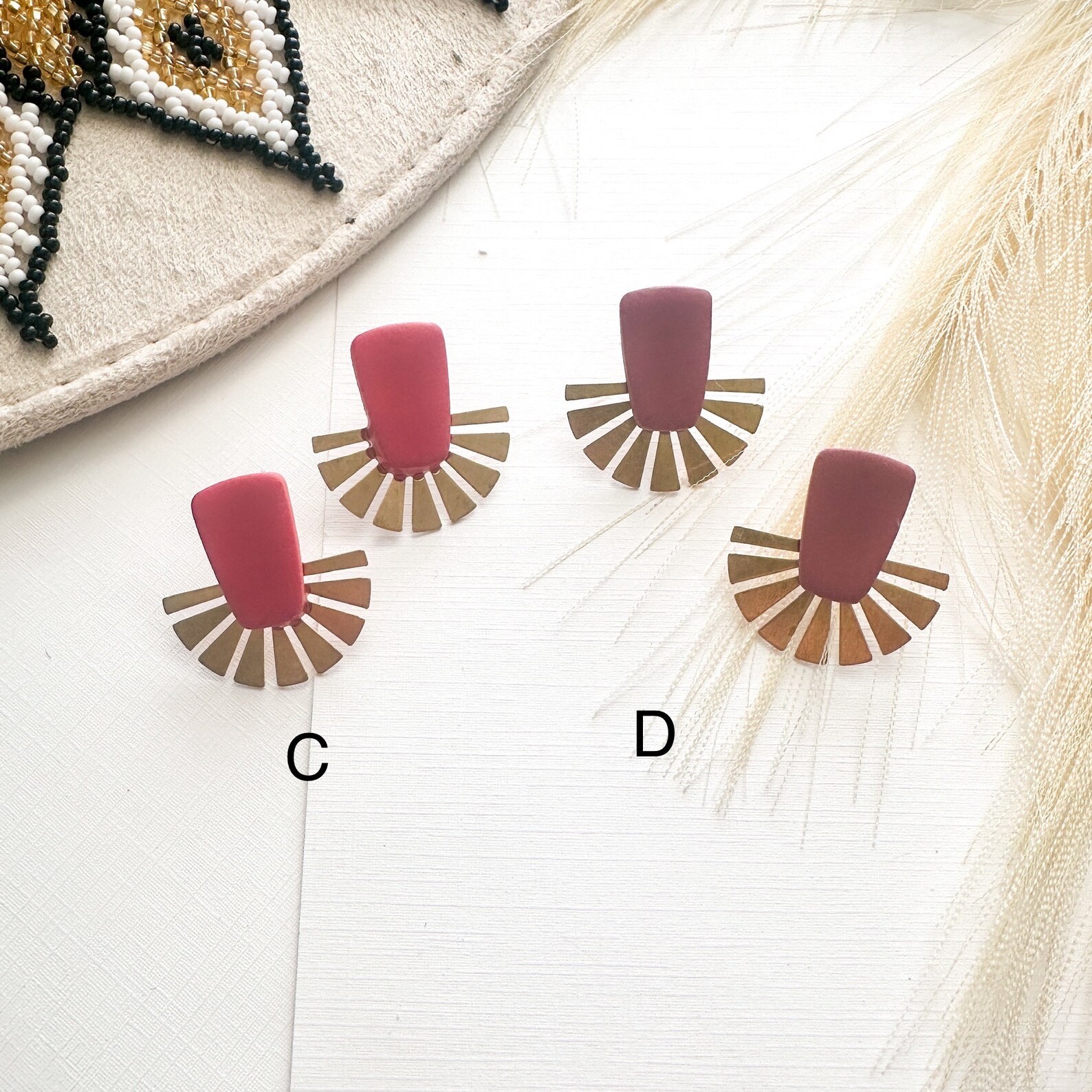 Fan Stud Earrings - Solid Colors - Etsy