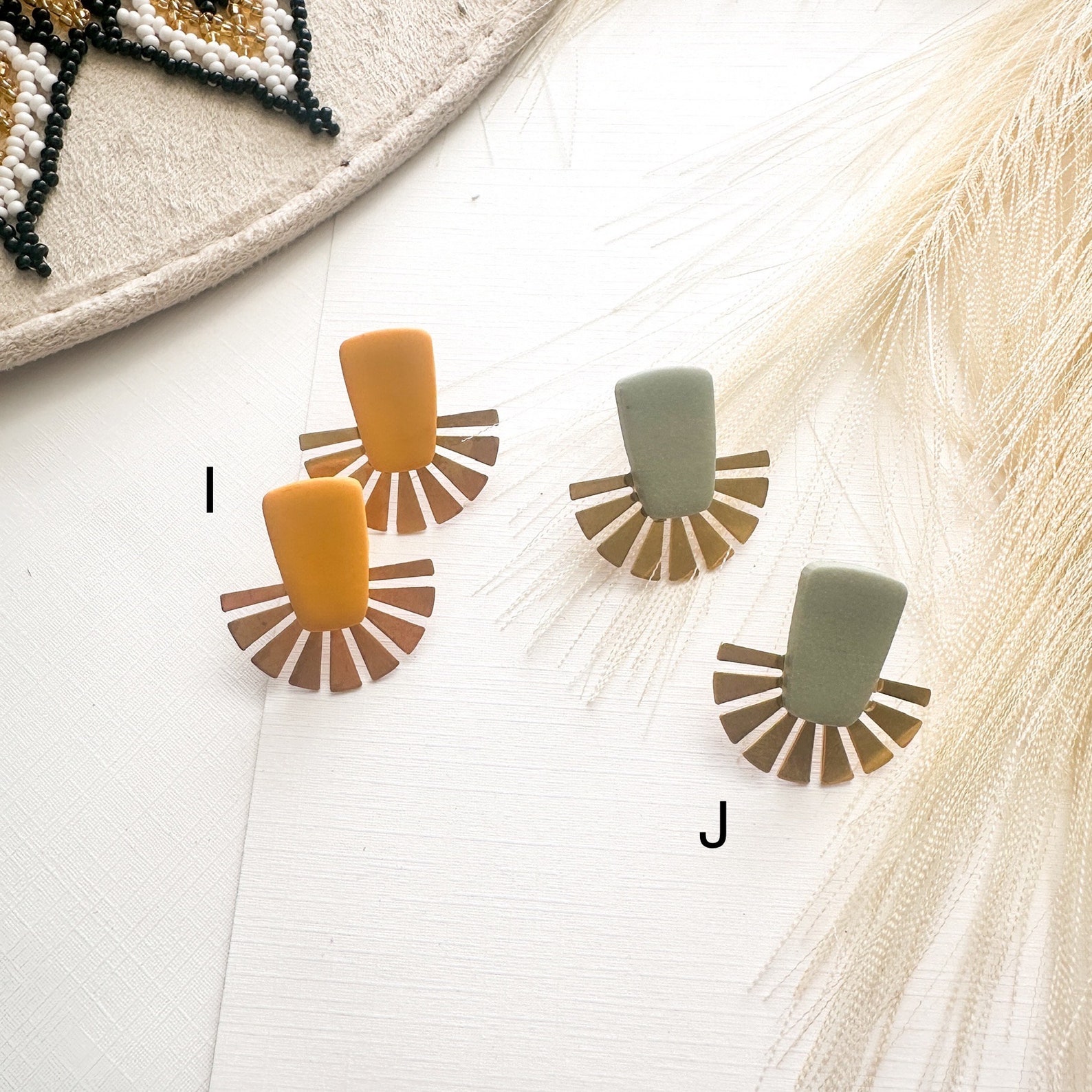 Fan Stud Earrings - Solid Colors - Etsy
