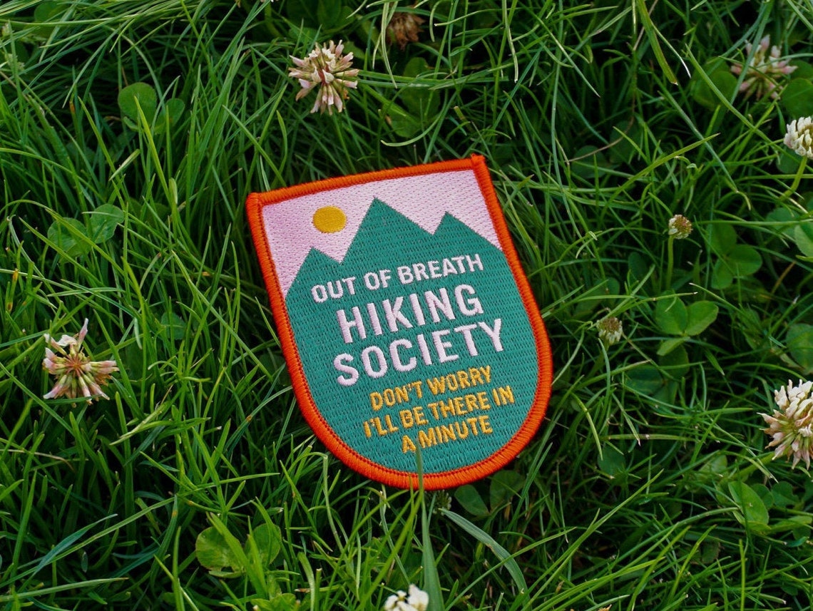 Hiking Embroidered Patch the Out of Breath Hiking Society - Etsy