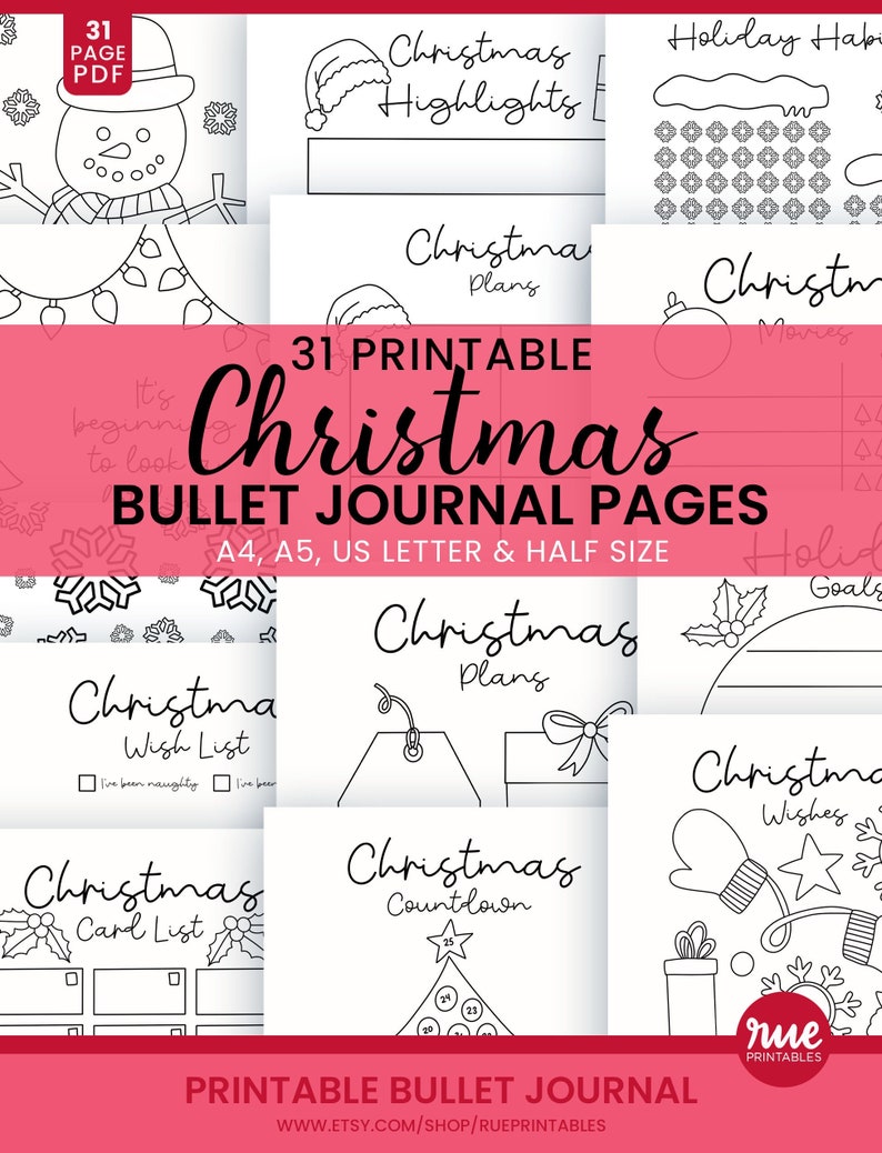 31 Christmas Bullet Journal Pages | Christmas Gift Planner | Holiday ...