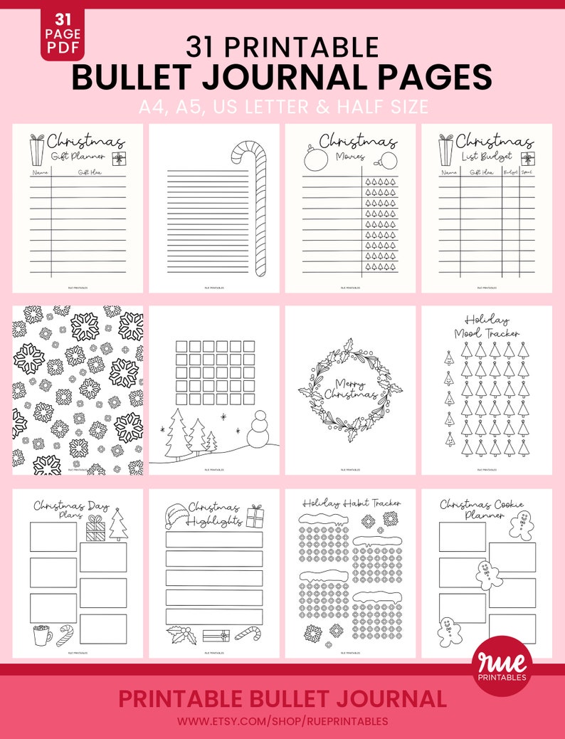 31 Christmas Bullet Journal Pages | Christmas Gift Planner | Holiday ...
