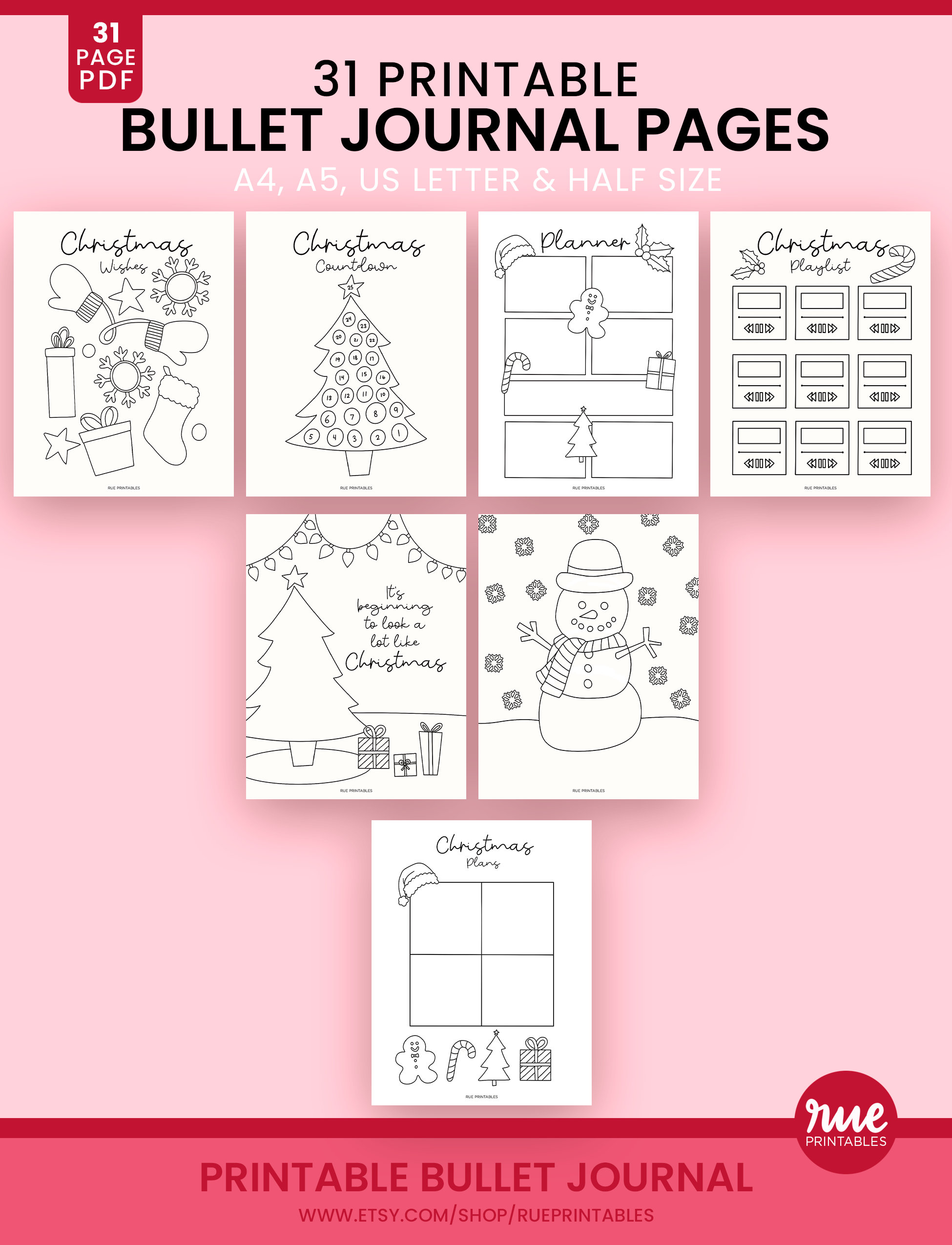 31 Christmas Bullet Journal Pages | Christmas Gift Planner | Holiday ...