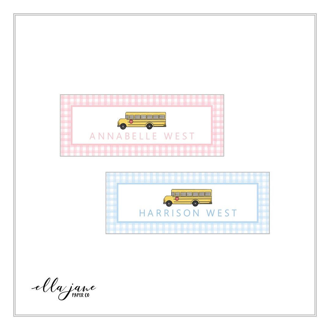 Labels for School Supplies | Custom Water Resistant Bus Stickers ...