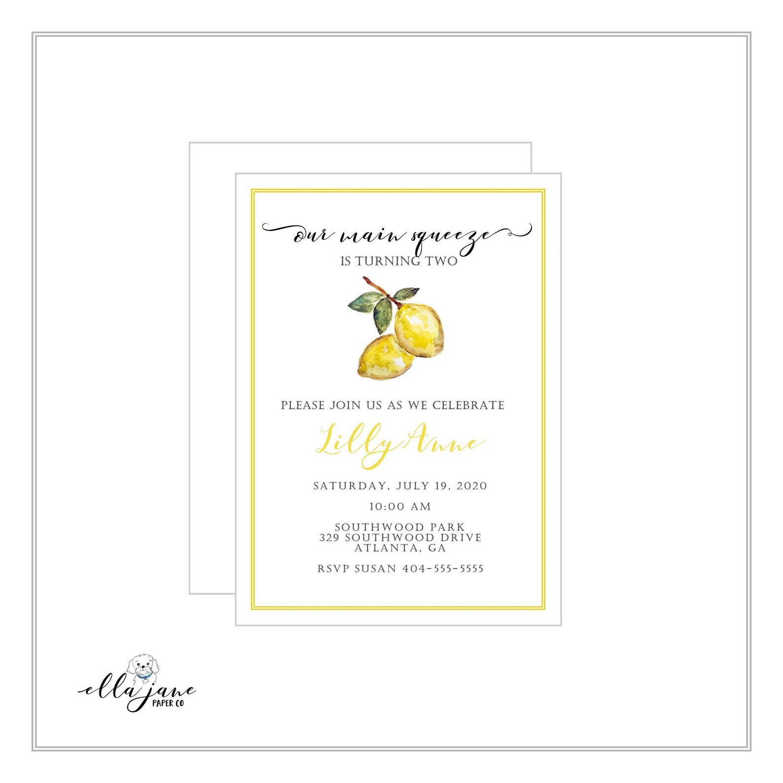 Lemon Birthday Party Invitation Birthday Party Invitation Birthday ...