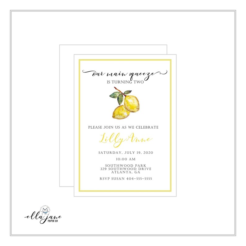 Lemon Birthday Party Invitation Birthday Party Invitation Birthday ...