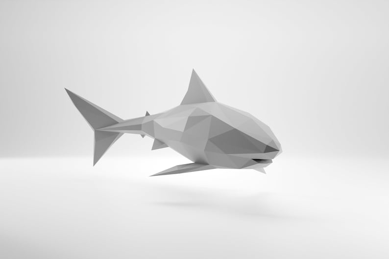 Shark Printable PDF Template Papercraft Download 3d Low | Etsy
