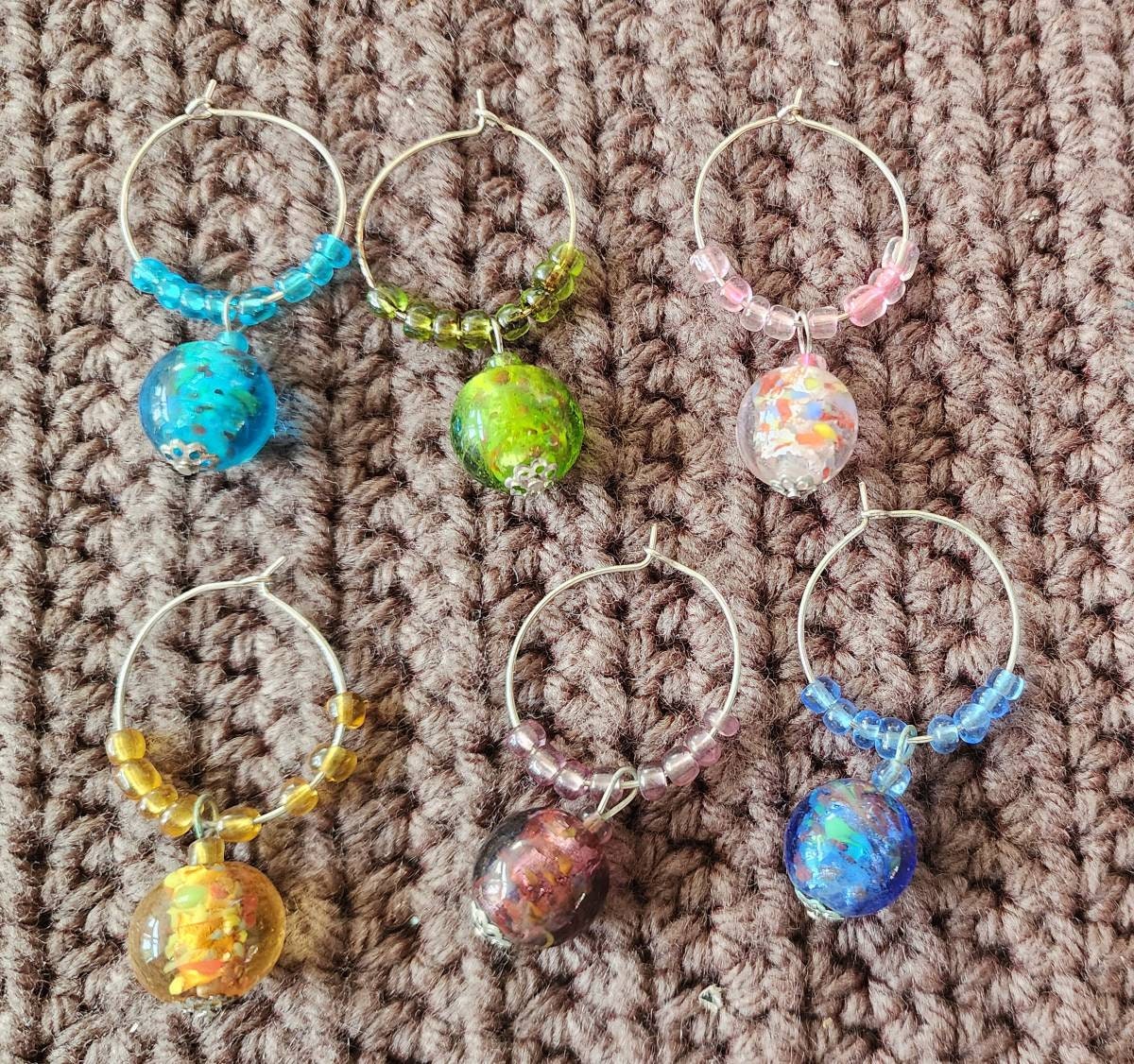 Handmade Wine Glass Markers. Beaded. Party Supply. Gifts Set of 6. - Etsy
