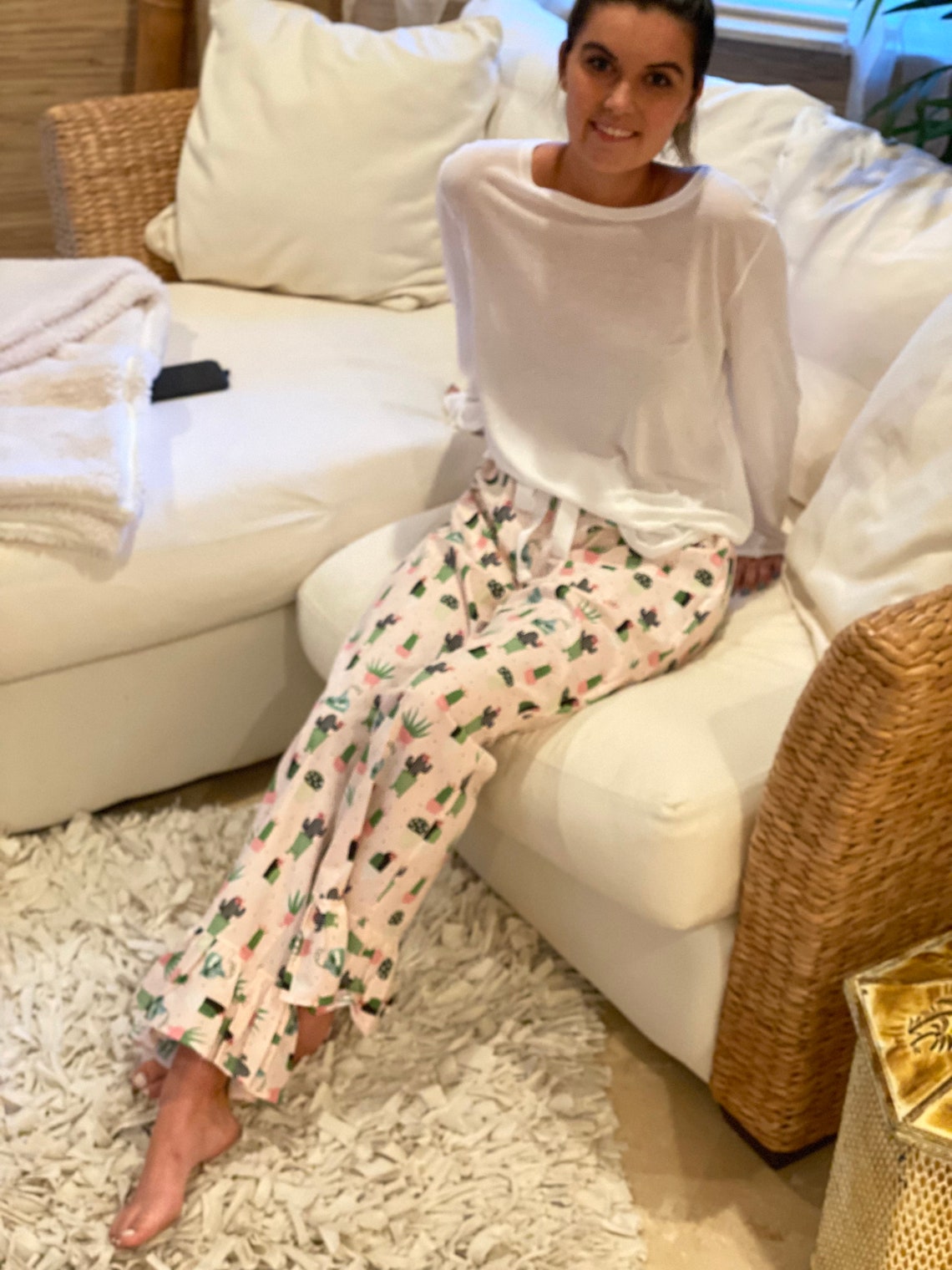 Succulents Ruffle Pjs ~ Pretty Pajamas ~ Cute Pjs ~ Loungewear ~ Cozy ...