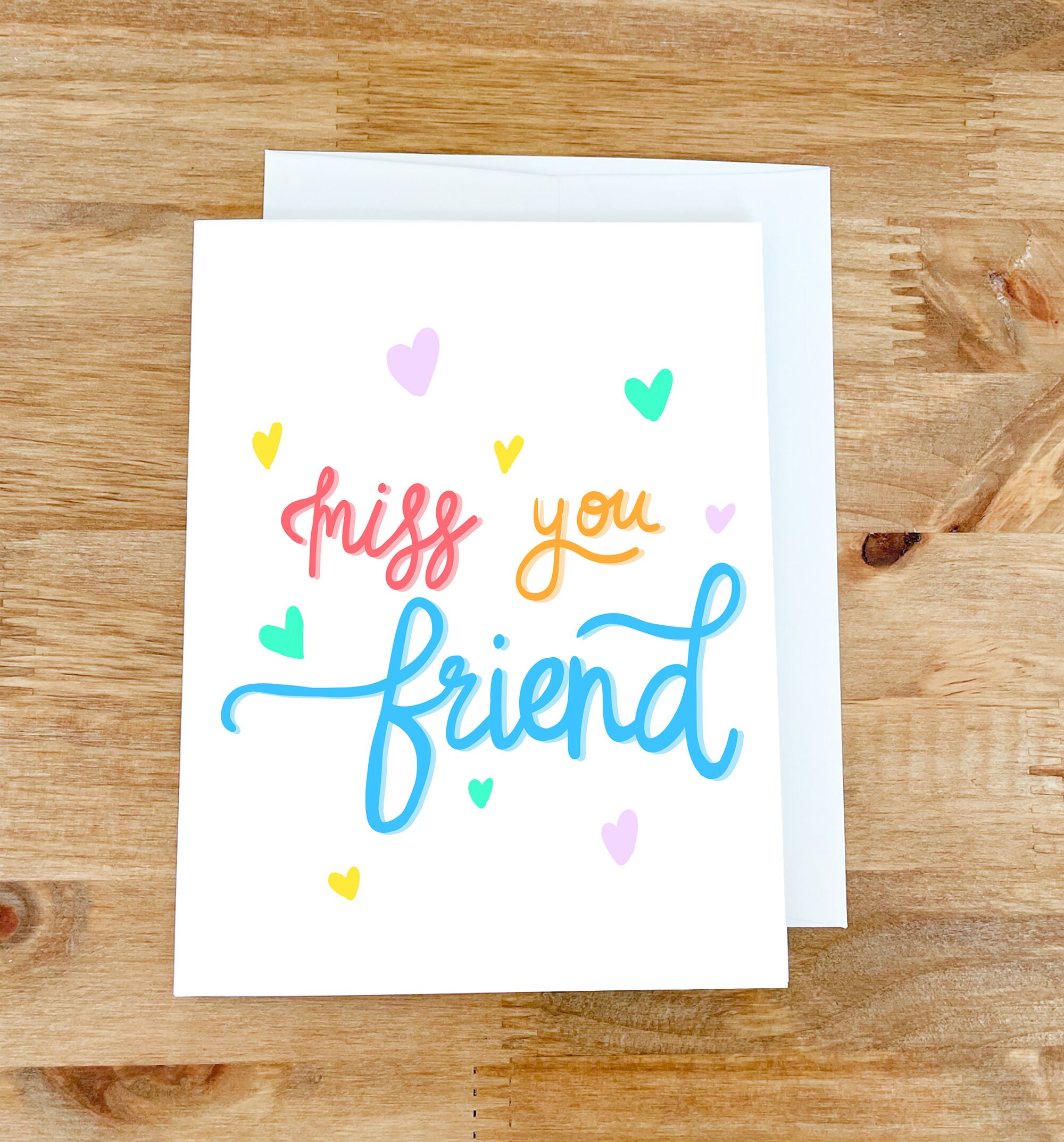 Cute Greeting Card Miss You Friend Card Friendship Card | Etsy