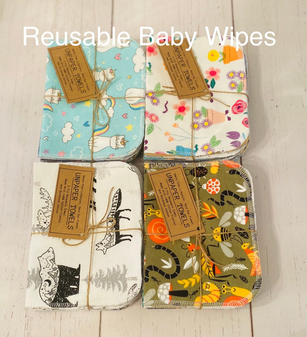 Reusable Cotton Flannel Baby Wipes: Nature Wild Print, Set of 6 - Etsy
