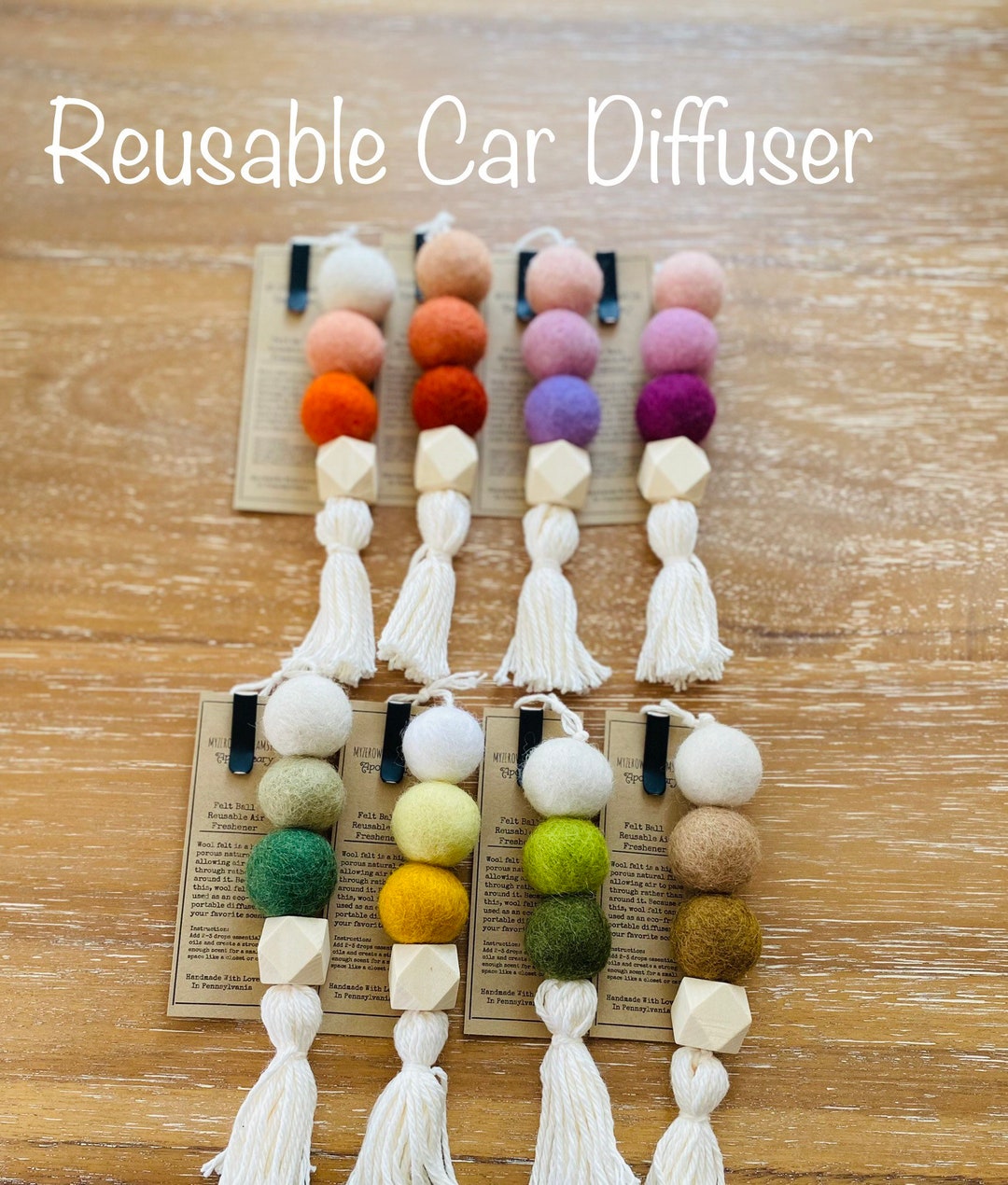 Reusable Car Diffuser Felt Ball, Eco Friendly, Portable Car Air ...