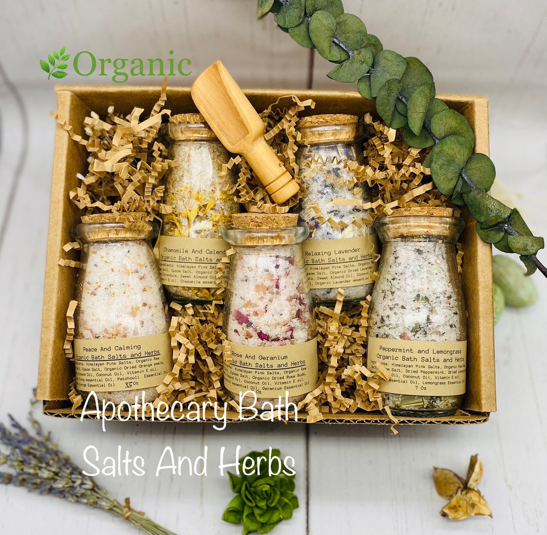 Organic Bath Salts Gift Set: Essential Oil Infused, Herbal, Vegan - Etsy