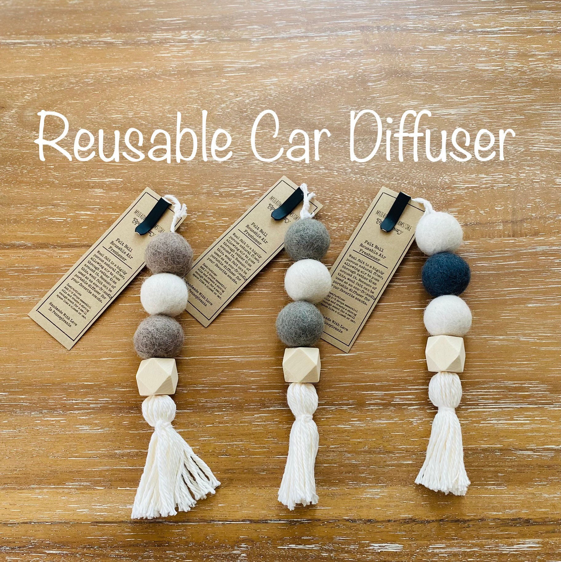 Reusable Car Diffuser Felt Ball, Eco-friendly Portable Air Freshener ...