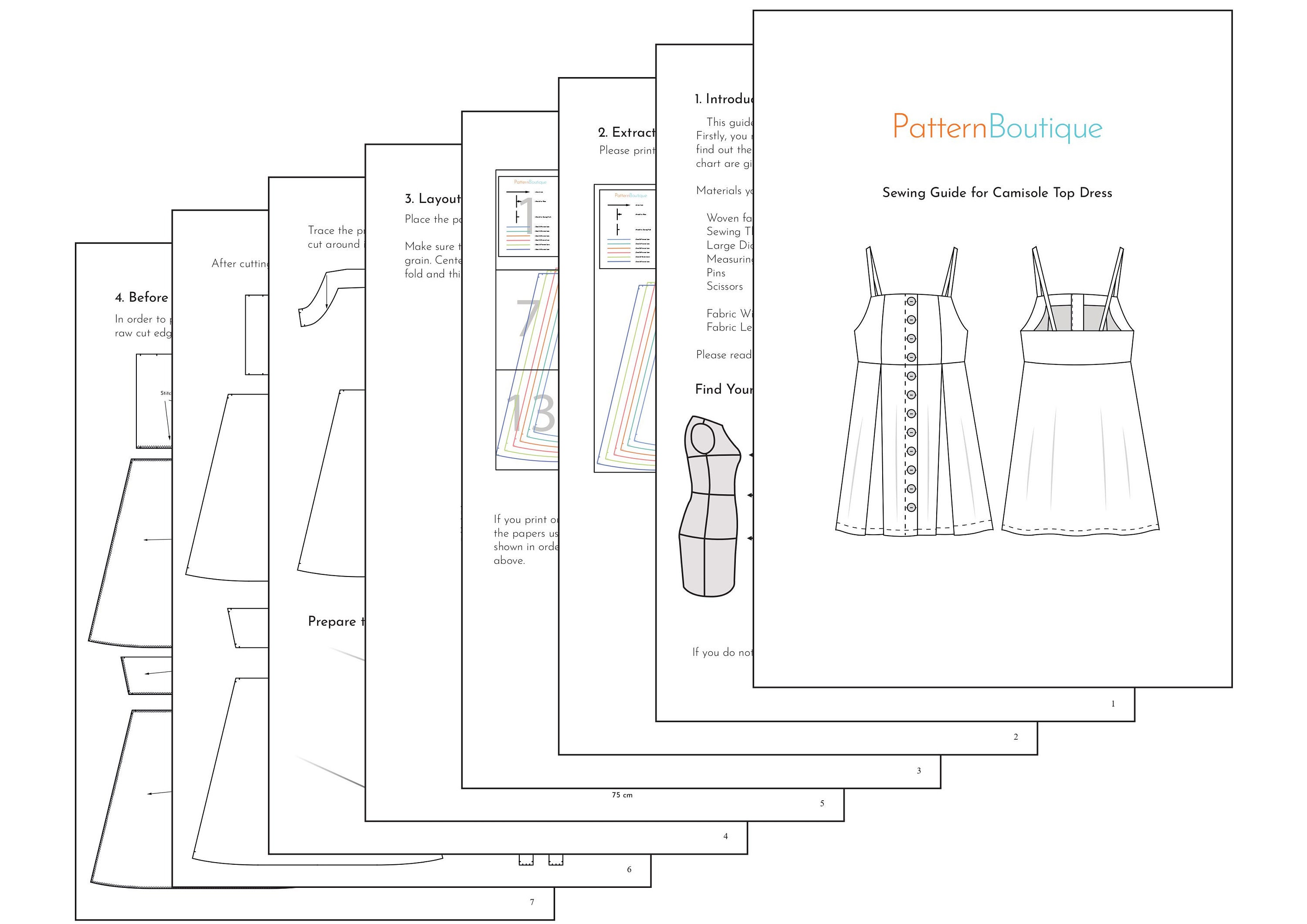 Camisole Top Mini Dress Sewing Pattern | PDF Sewing Pattern in A0 and ...