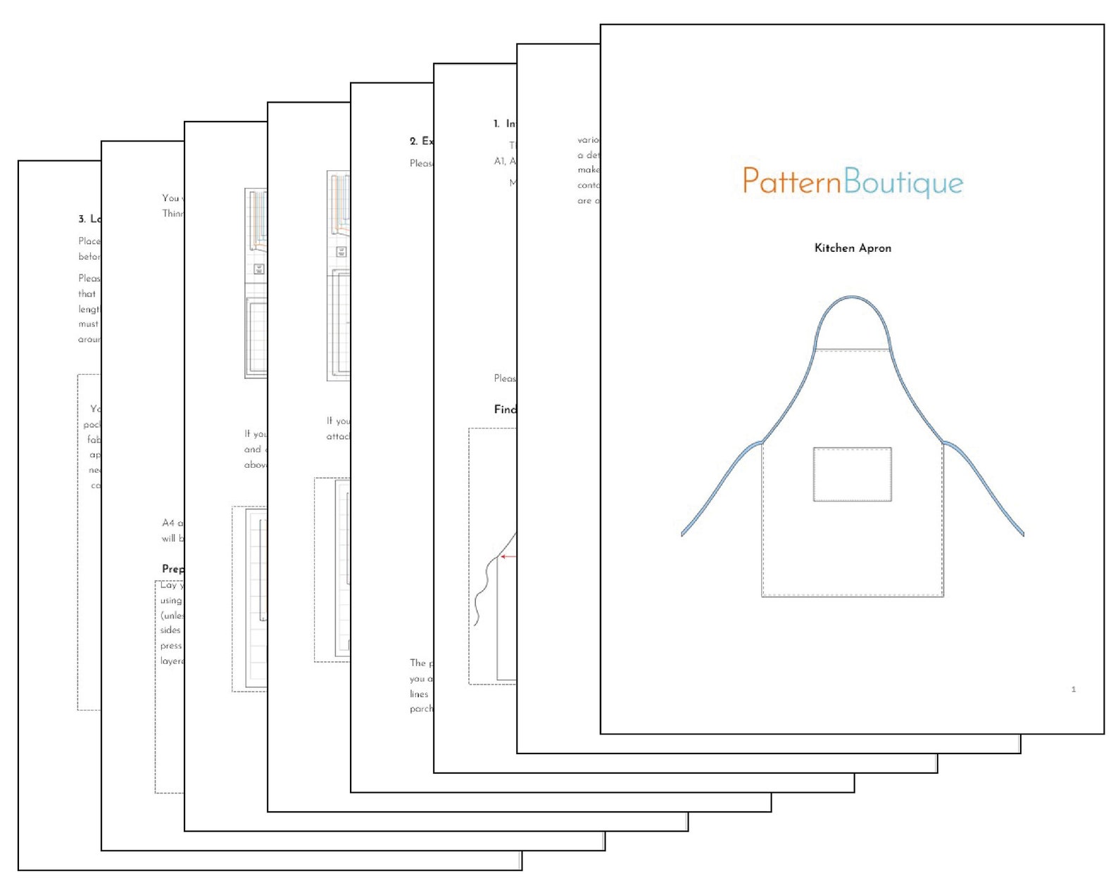 Make a Simple Kitchen Apron | Kitchen Apron Pattern | A0, A4 and US ...