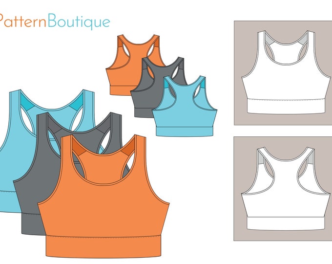 Make a Racerback Comfort Bra/sports Bra | Sports Bra Pattern | A0, A4 ...