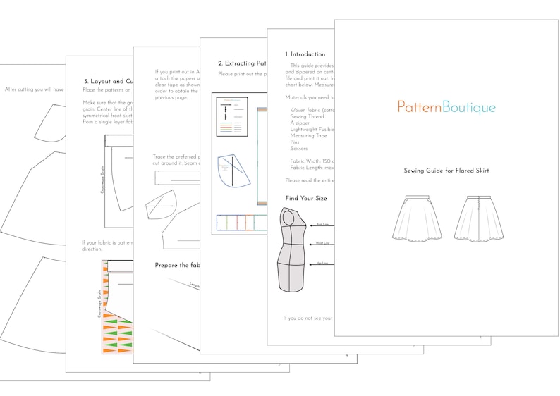 Flared Skirt Sewing Pattern PDF Sewing Pattern in A0 A4 and - Etsy UK