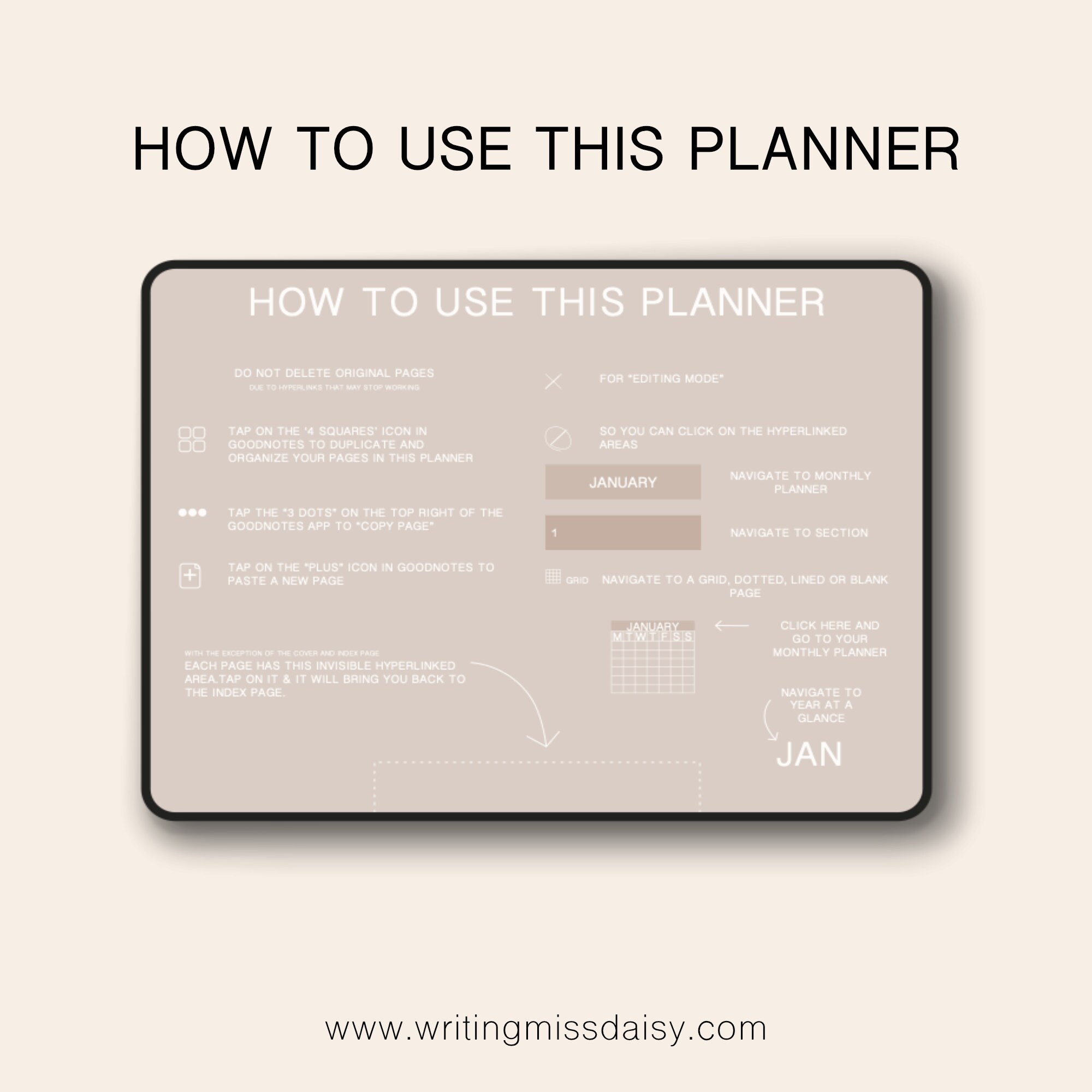 Minimal Digital Monthly Planner for Goodnotes, Aesthetic Undated iPad ...