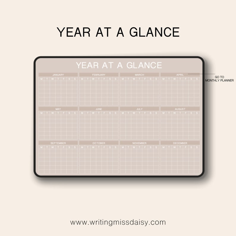 Minimal Digital Monthly Planner for Goodnotes, Aesthetic Undated iPad ...