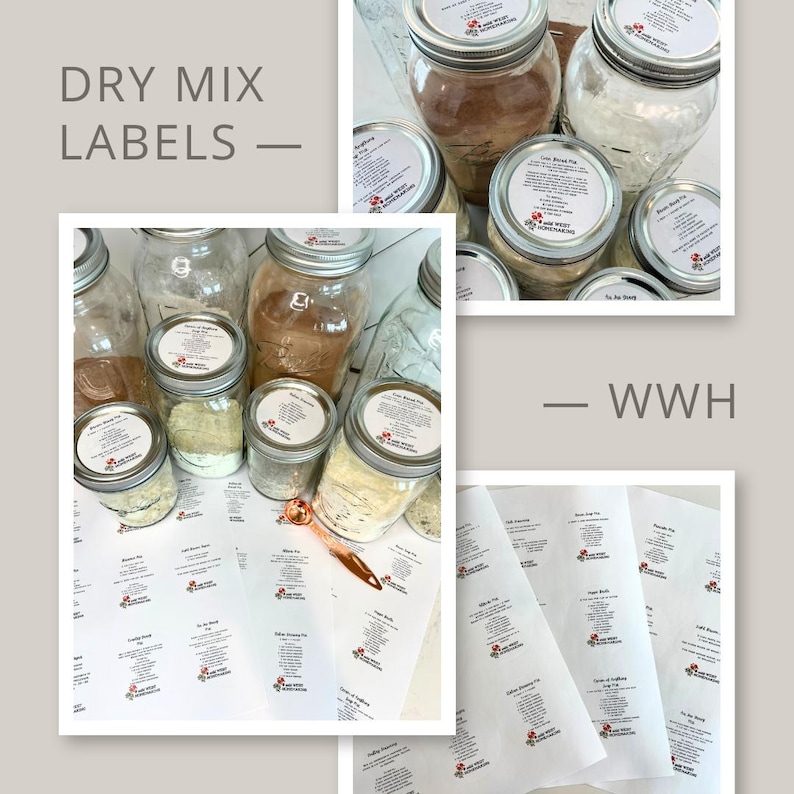 Dry Mix Labels With Recipes for Mason Jar Lids - Etsy