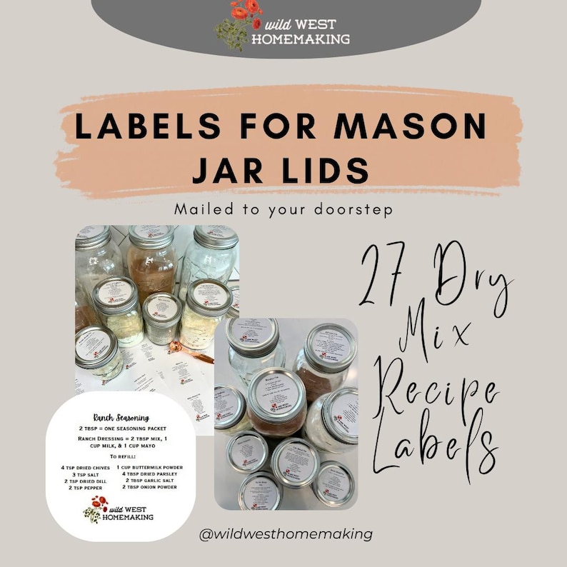 Dry Mix Labels With Recipes for Mason Jar Lids - Etsy