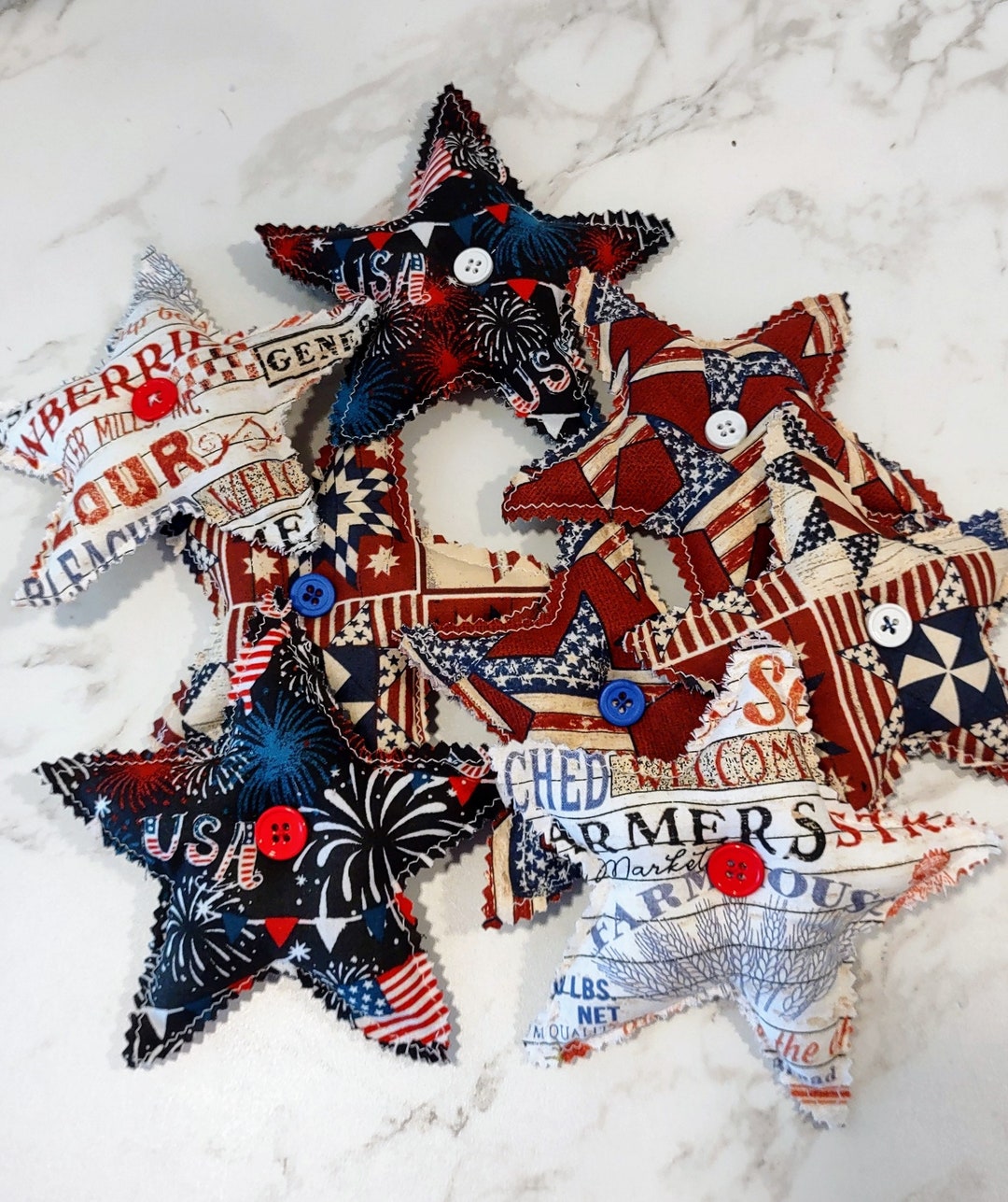 Patriotic Stars Stuffed Stars Farmhouse Decor Tiered Tray - Etsy