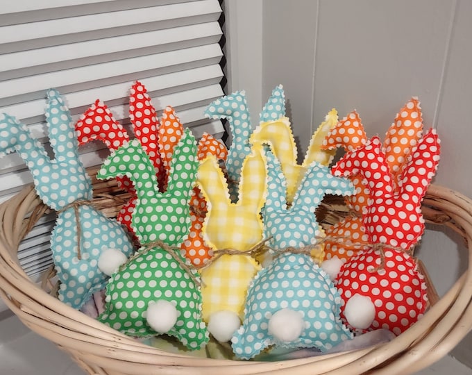 Stuffed Fabric Bunny, Farmhouse Bunny, Easter Basket Bunny, Basket ...