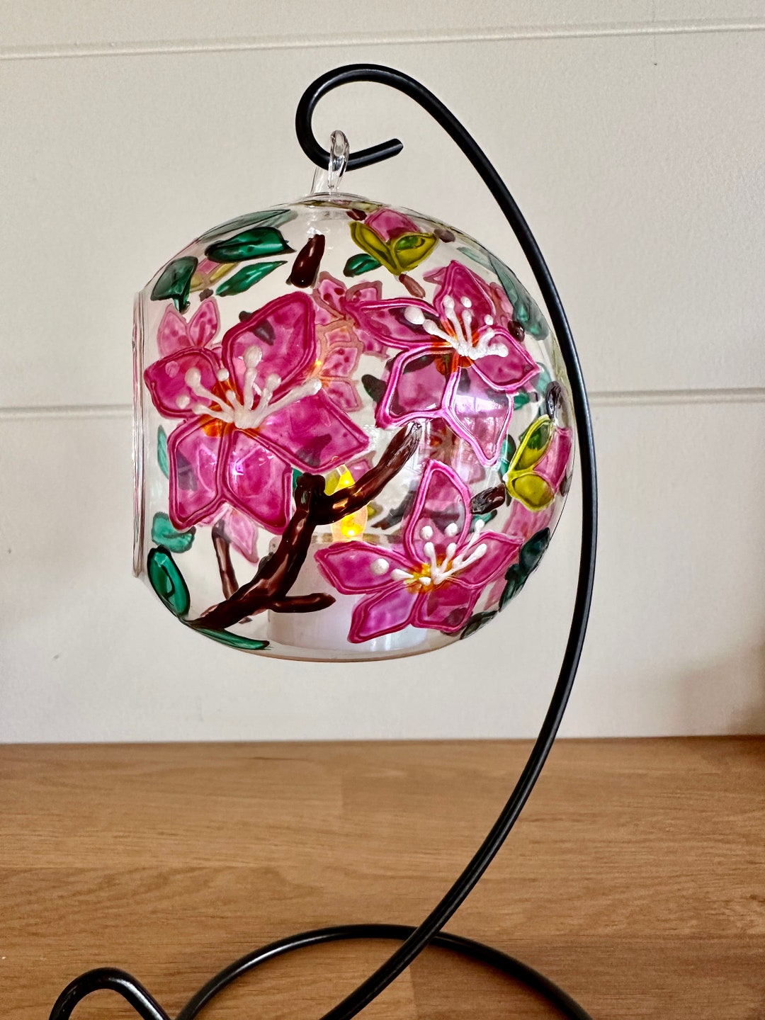 Hand Painted Tea Light Holder cherry Blossom Design Tea - Etsy UK