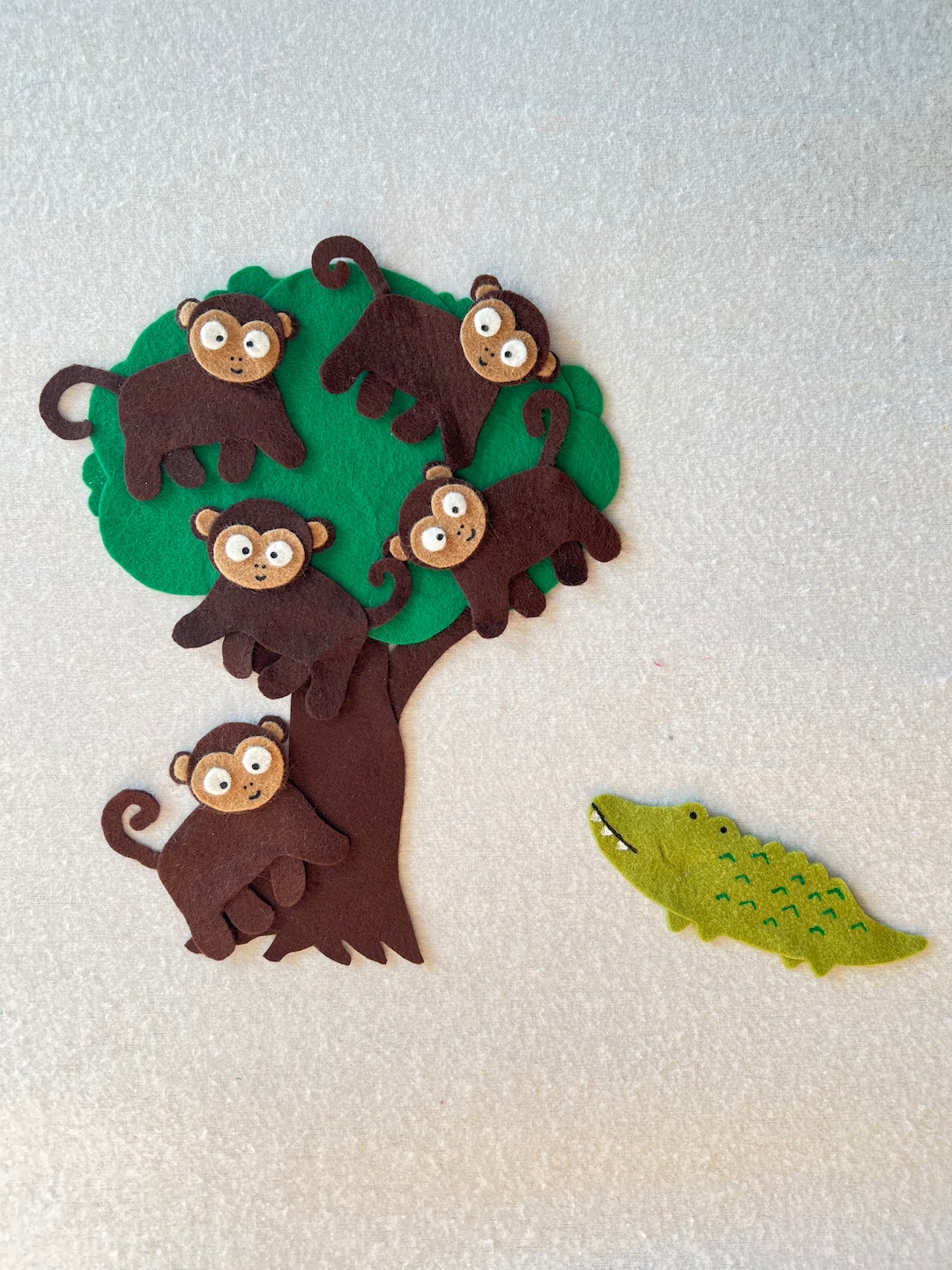 5 Little Monkeys Swinging in the Trees, Felt Story, Flannel Board ...
