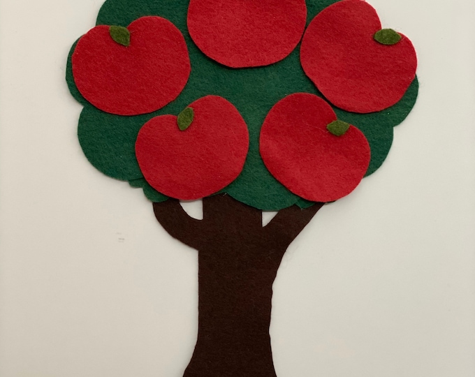5 Red Apples Teasing Mr. Slinky Worm Felt Rhyme, Felt Board Story, Felt ...