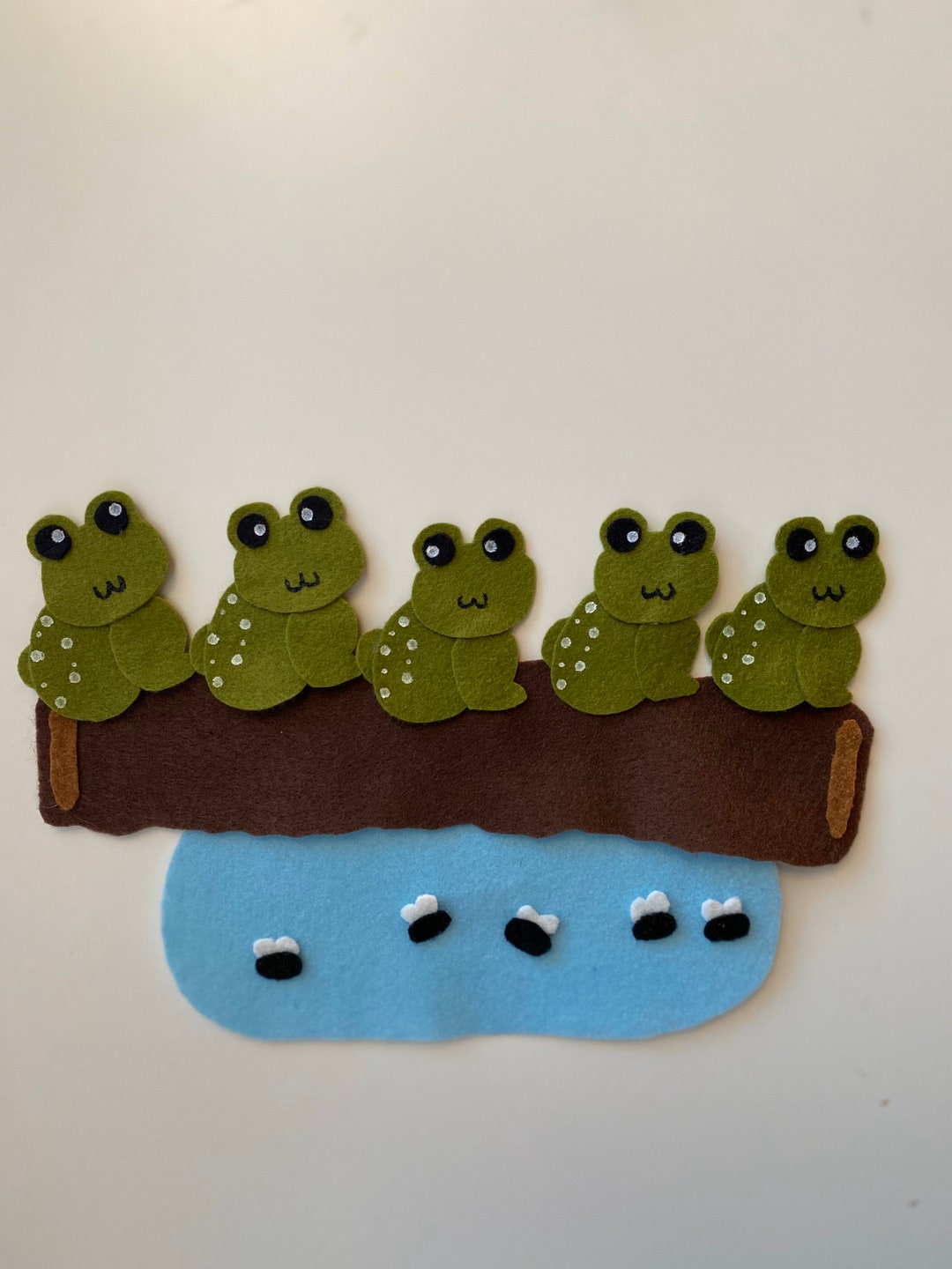 5 Green and Speckled Frogs Felt Story Set, Nursery Rhymes, Handmade ...