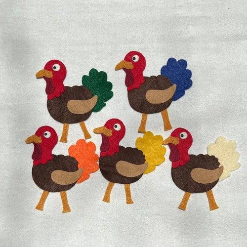 5 Little Turkeys Felt Set Thanksgiving Felt Stories Felt - Etsy