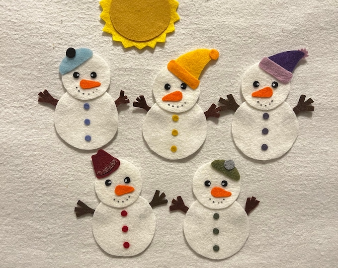 5 Little Snowmen Felt Story, Felt Snowman, Winter Felt Story, Flannel ...