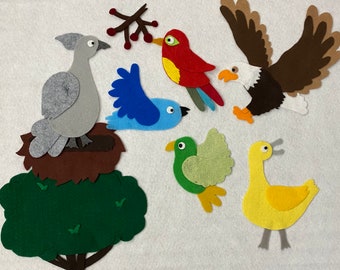 Five Little Birds Felt Story Flannel Board Stories Felt Birds Spring ...