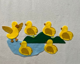 5 Little Ducks Nursery Songs for Felt Board Time, Story Time Templates ...