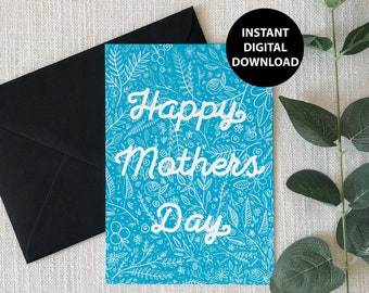 Happy Birthday Coloring Card Floral Printable Digital - Etsy