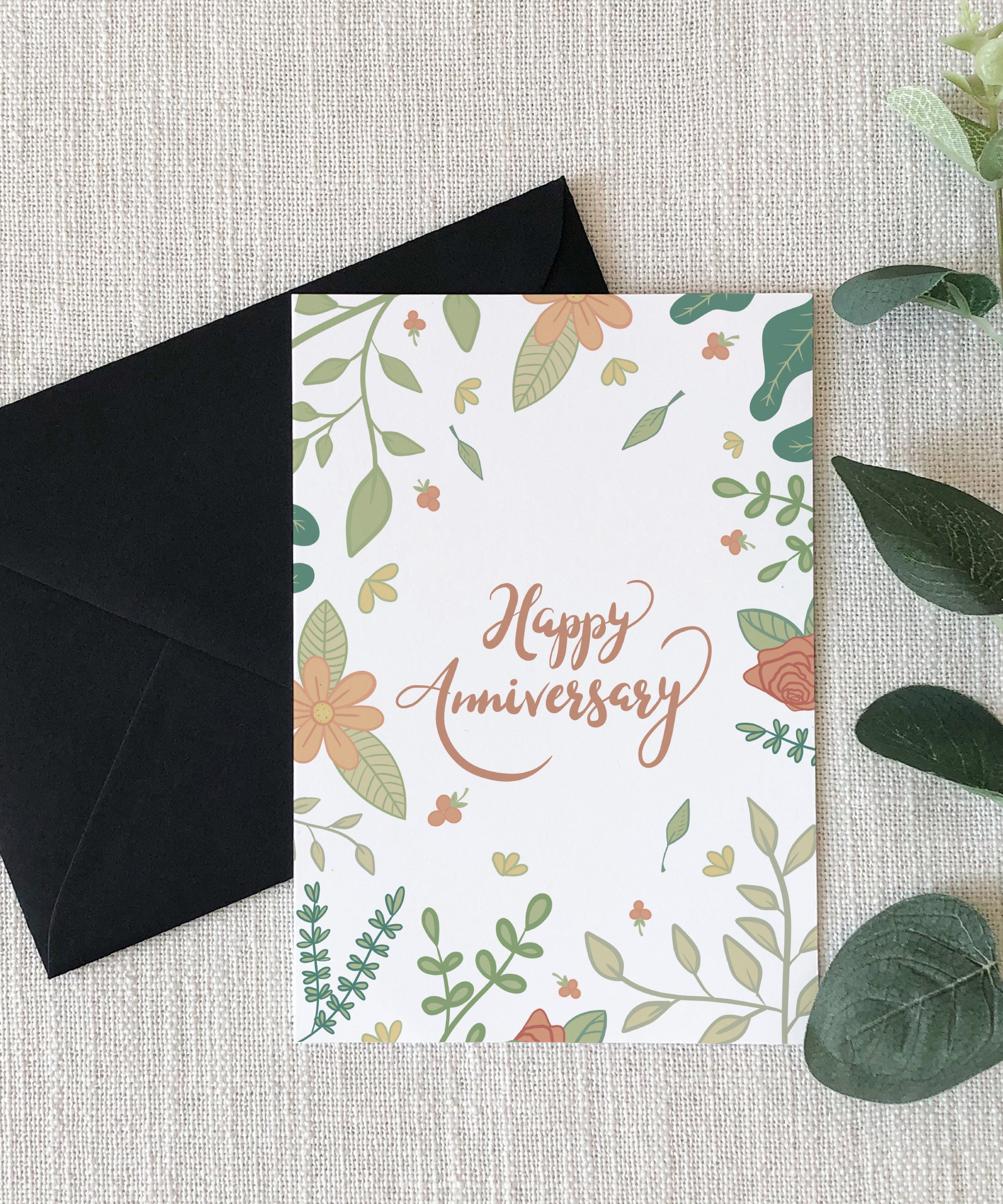 Happy Anniversary, Floral, Couples, Printable, Greeting Card, Digital ...