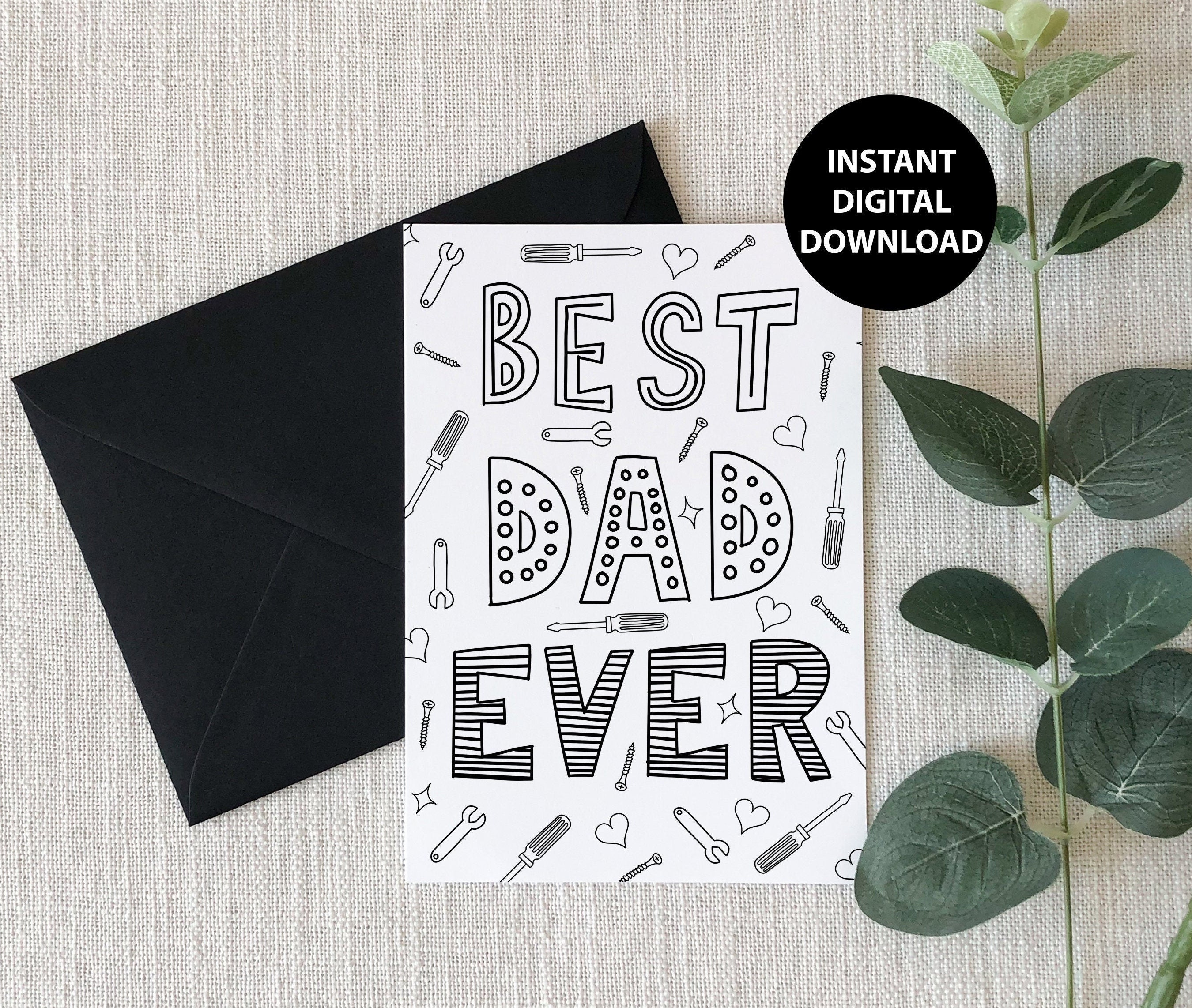 Best Dad Ever Colouring Fathers Day Card Kids Gift - Etsy