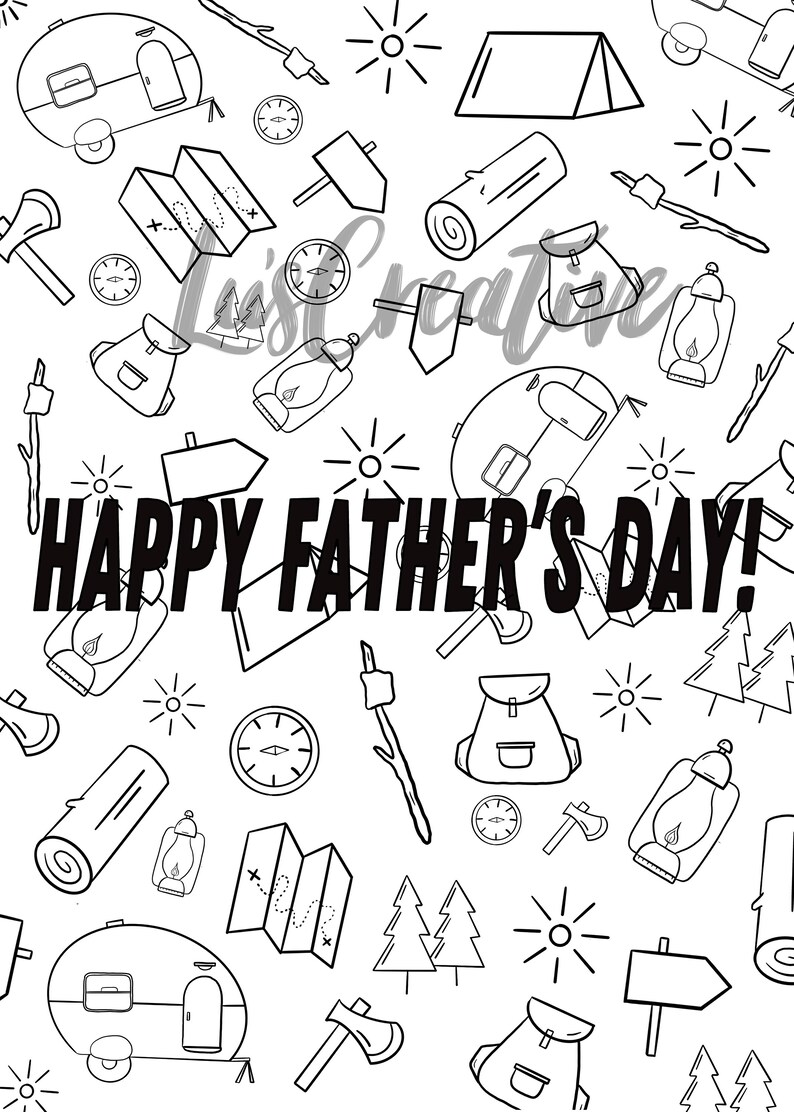 Happy Fathers Day Card, Outdoors, Camping, Hiking, Campfire, Printable ...