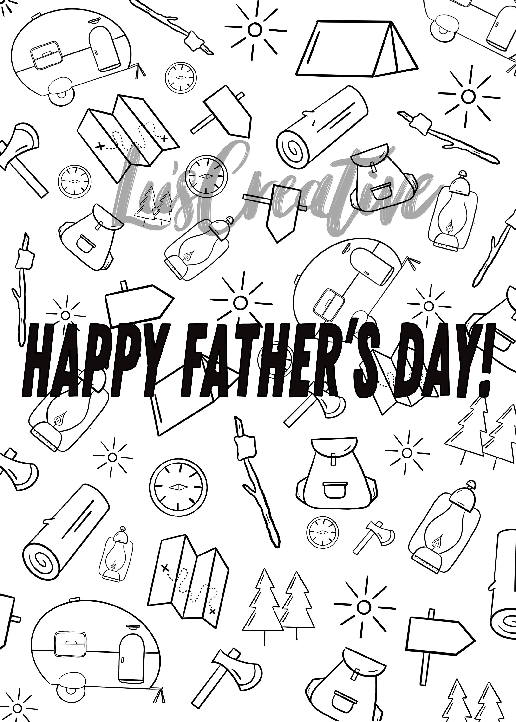 Happy Fathers Day Card, Outdoors, Camping, Hiking, Campfire, Printable ...